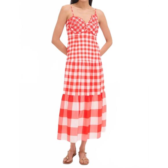 Anna Cate | Dresses | New Anna Cate Taylor Midi Dress In Red Gingham ...
